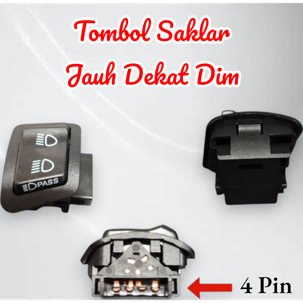 Jual Saklar Pass Beam 4 Titik , Saklar Tombol Lampu Pass Dim Beam 4 Pin ...