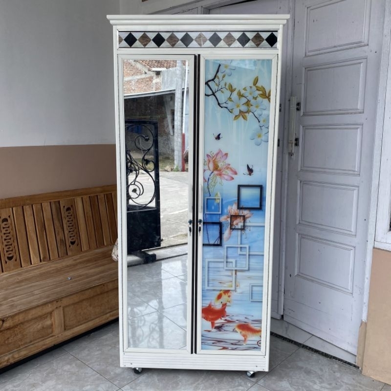 Jual LEMARI ALUMINIUM PINTU 2 RAK DAN GANTUNG | LEMARI BAJU ALUMINIUM ...