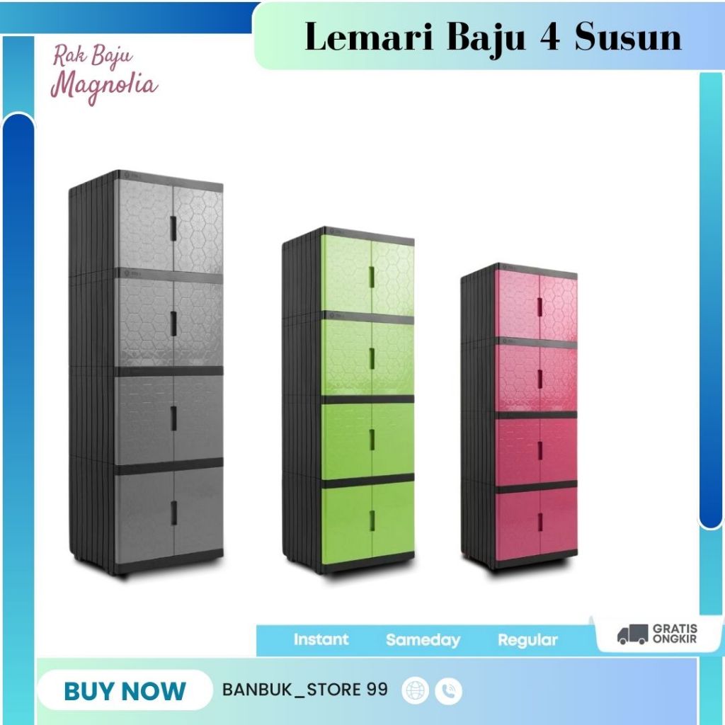 Jual [BMJ] Rak Baju Magnolia | Lemari Baju Plastik 4 Susun Terbaru ...