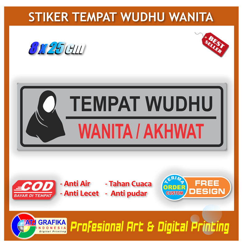 Jual Stiker tempat wudhu perempuan akhwat wanita sticker petunjuk area ...