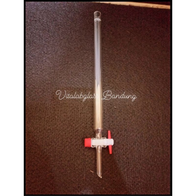 Jual kolom kromatografi ID 10 mm panjang 300 mm pyrex dengan kran ...