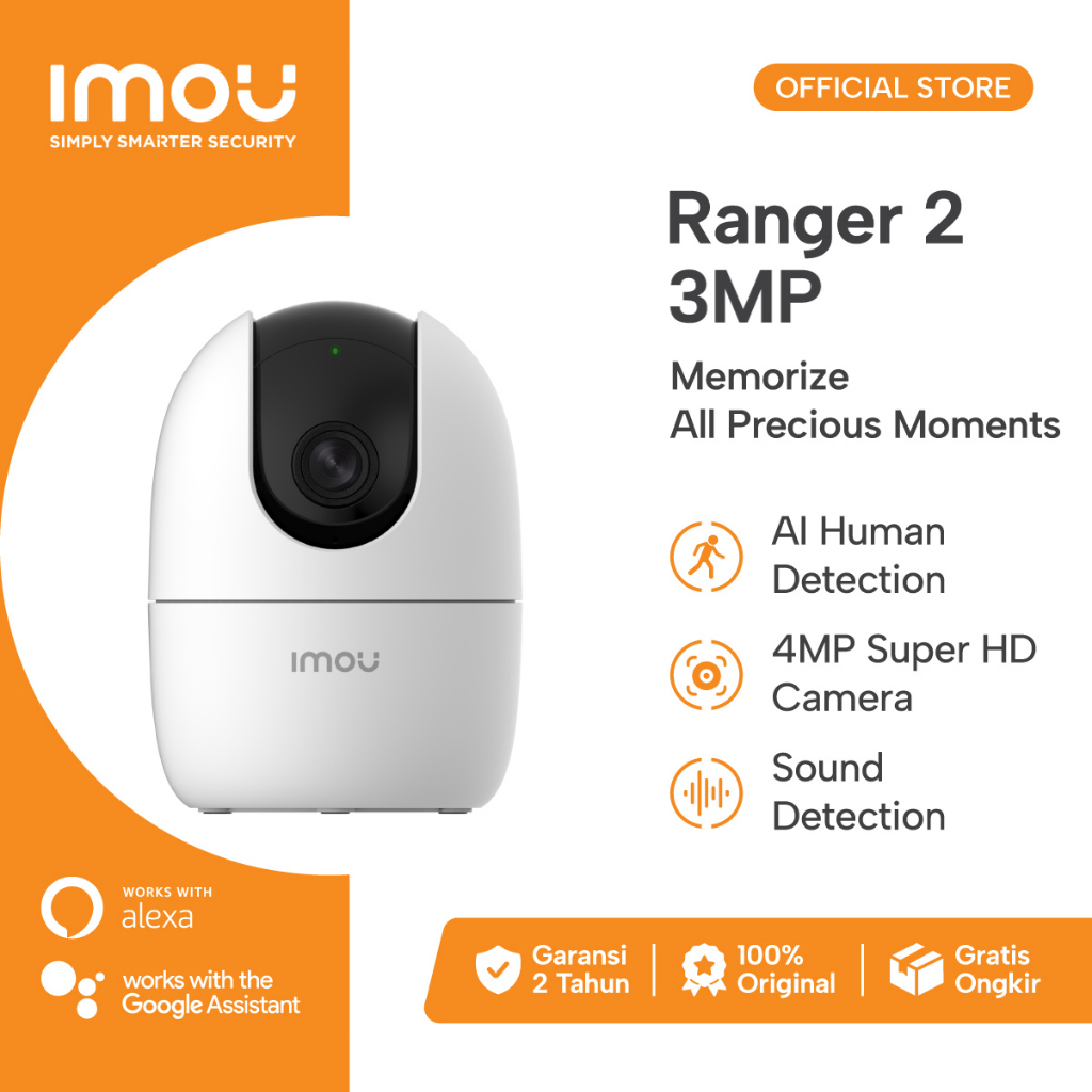 Jual IMOU Ranger 2 3MP / 5MP Smart IP Camera CCTV Wi-Fi Indoor (H.265 | Pan & Tilt for 360 ...