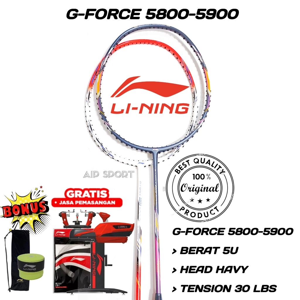 Jual Raket Badminton Lining G-force 5900 5800 Original | Shopee Indonesia