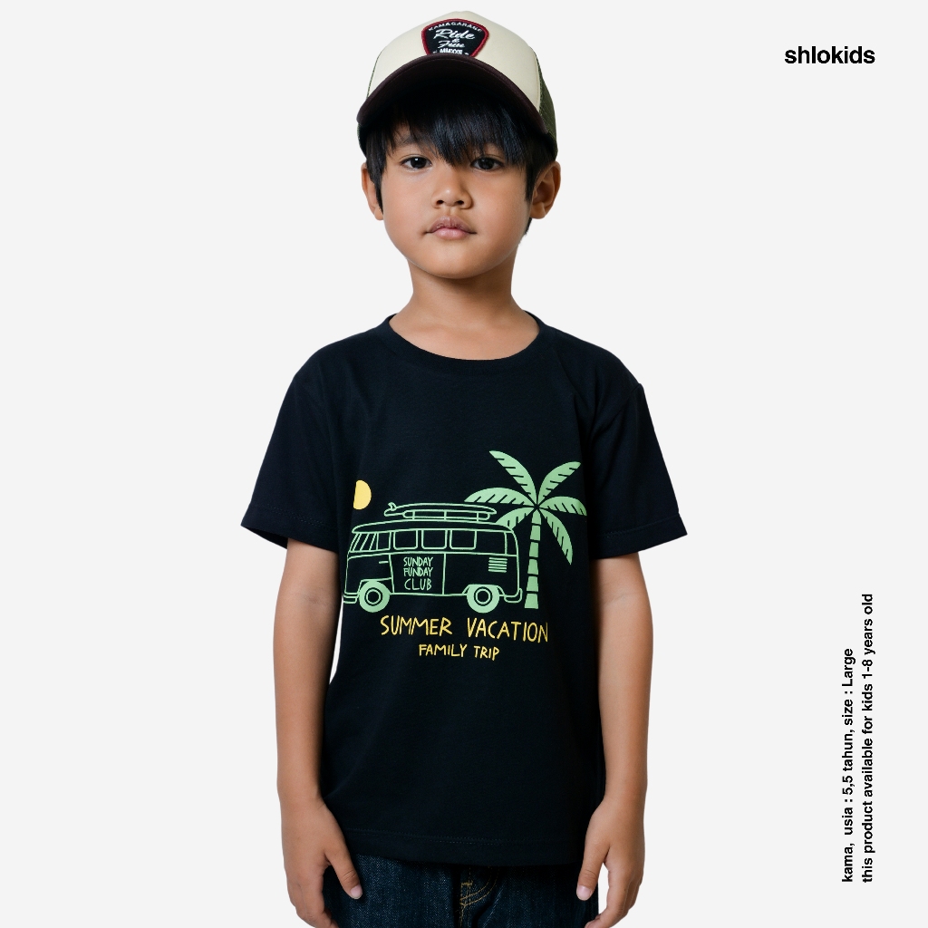 Jual SHLO KIDS Summer Vacation - Baju Kaos Anak Laki Laki Hitam ...