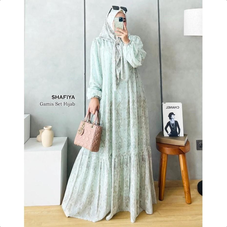 Jual GDTima GAMIS SHAFIYA Gamis Muslim Set Hijab Model Kancing Terbaru ...