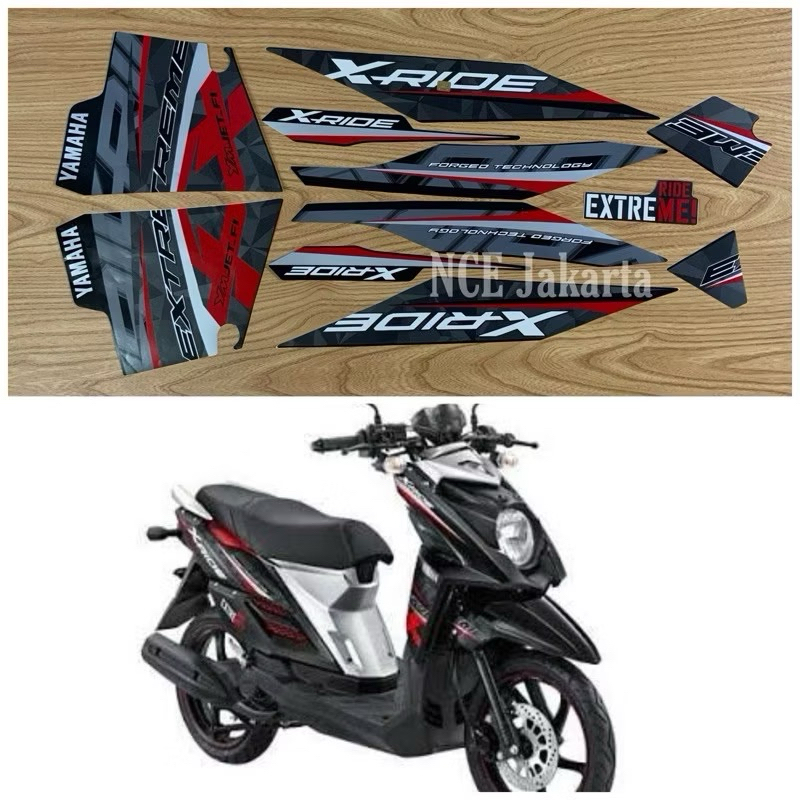 Jual STIKER STRIPING MOTOR X RIDE 2016 HITAM LIS MERAH | Shopee Indonesia