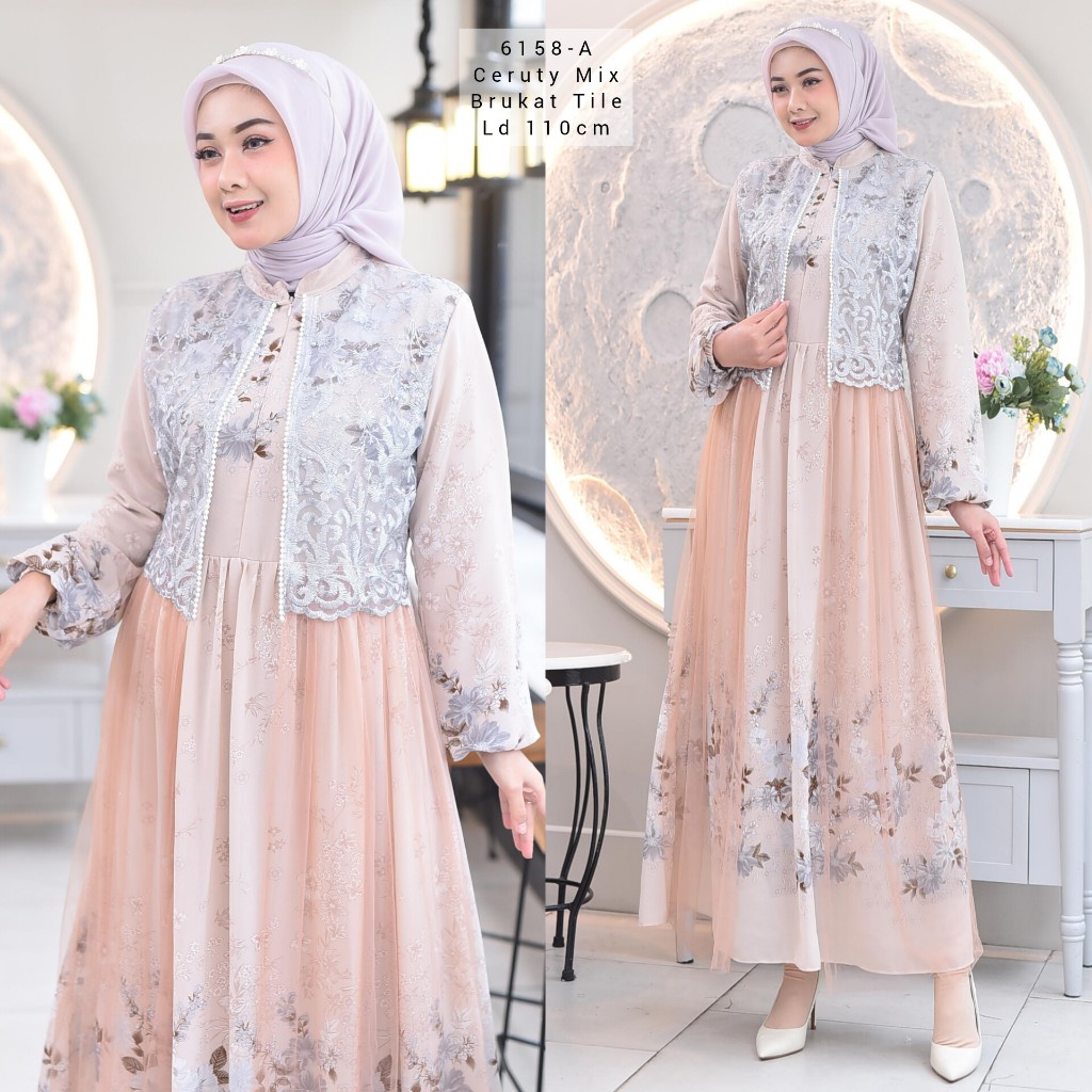 Jual Terbaru Maxi Dress Gamis Kondangan Gamis Premium Gamis Ceruty Vest ...