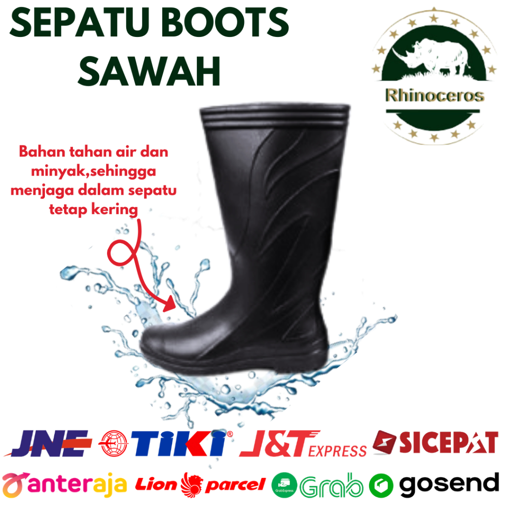Jual Sepatu Boots Sepatu Sawah Petani Pendek Elastis Hitam Karet Boot ...