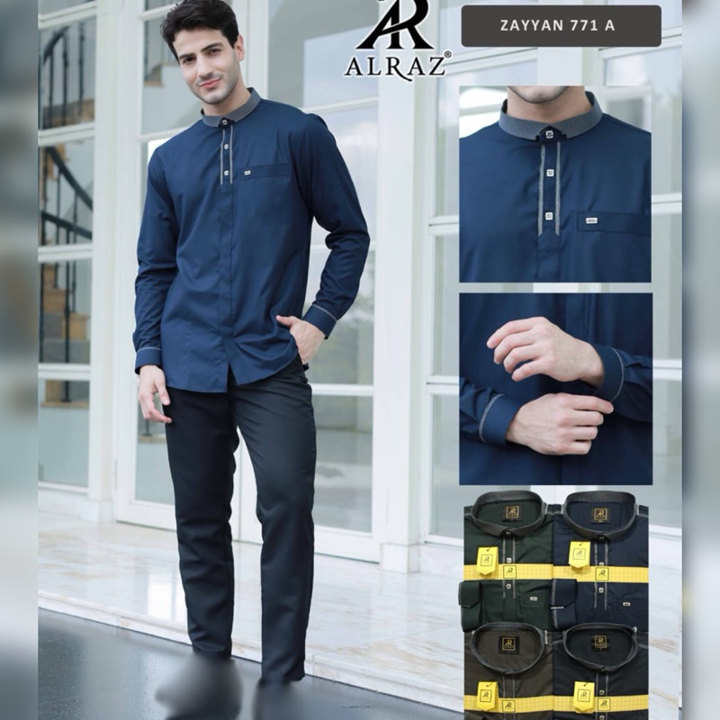 Jual ALRAZ Baju Koko Pria Dewasa Cotton Premium Lengan Panjang Manset ...