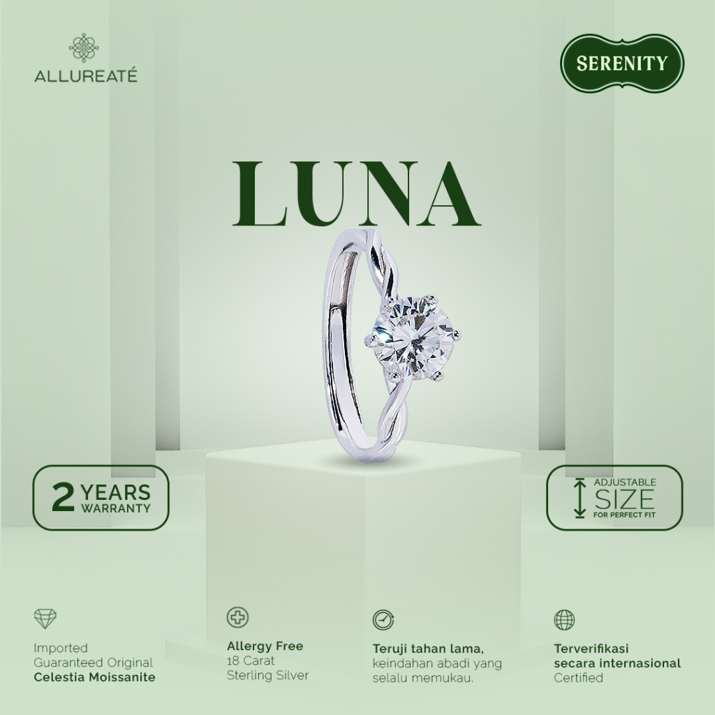 Jual Allureate Luna Ring - Cincin Wanita Celestia Moissanite Lapis Emas 18K - Serenity (GRA ...