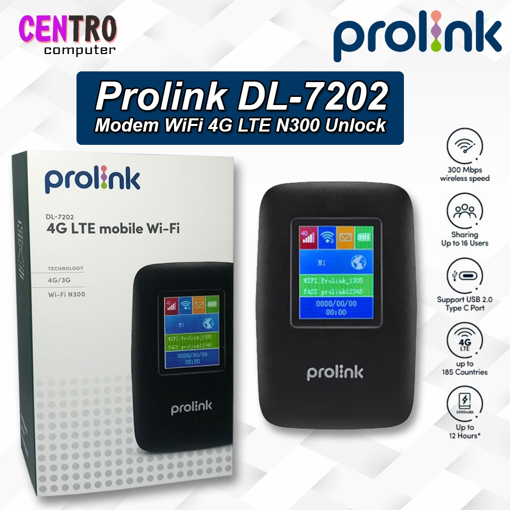 Jual Prolink DL 7202 MIFI Modem WiFi 4G LTE N300 Unlock All Operator ...
