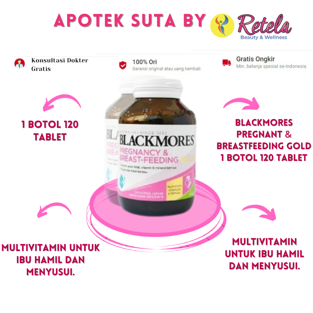 Jual BLACKMORES PREGNANT & BREASTFEEDING GOLD 1 BOTOL 120 TABLET ...