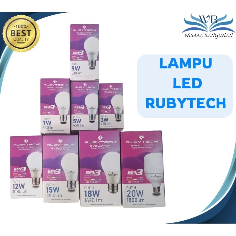 Jual LAMPU LED A-BULB RUBYTECH EVOLUTION GEN3 3W 5W 7W 9W 12W 15W 18W 20W | Shopee Indonesia