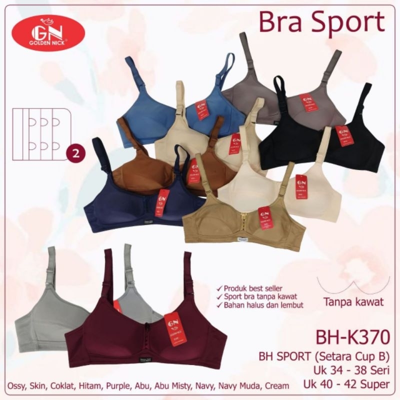 Jual BH Sport Golden Nick Bra Sport (1pcs) Tanpa Kawat Busa Tipis - Toserbazaar | Shopee Indonesia