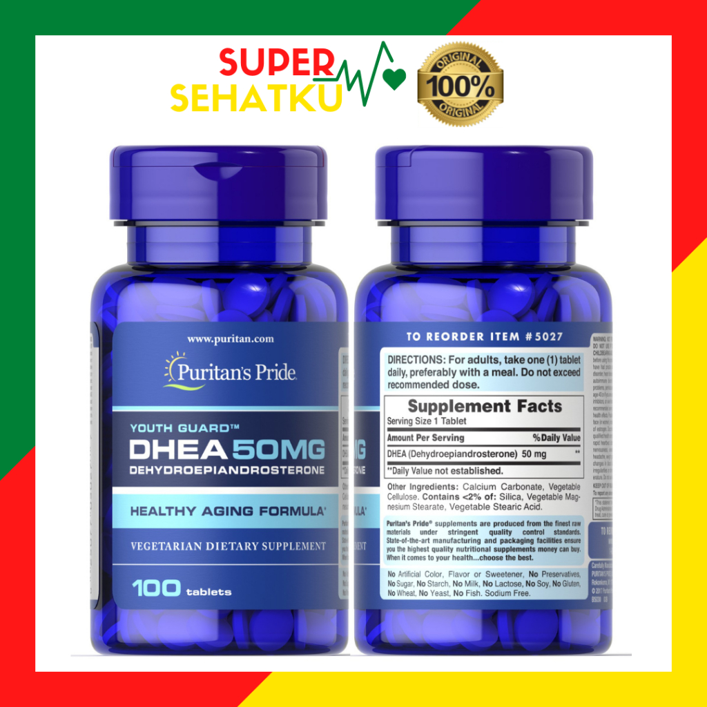 Jual Puritan Pride DHEA 50 mg 100 Tablet untuk Alzheimers Otak ORIGINAL ...