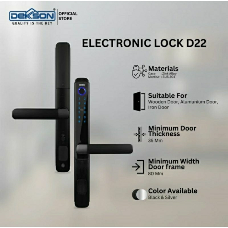Jual Dekkson Smart Lock Digital Lock Kunci Pintu Handle ELD22 Black ...