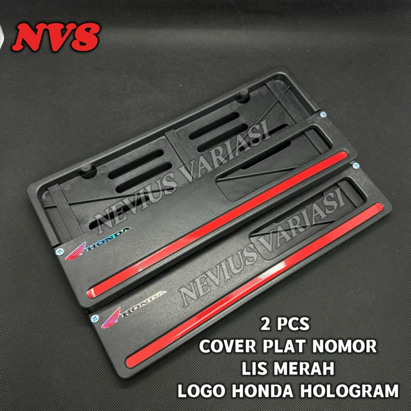 Jual 2 PCS COVER PLAT NOMOR LIS MERAH LOGO HONDA HOLOGRAM DUDUKAN PLAT ...