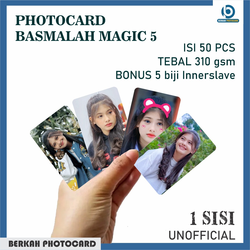 Jual PHOTOCARD BASMALAH MAGIC 5 isi 50 pcs 1 sisi | Shopee Indonesia