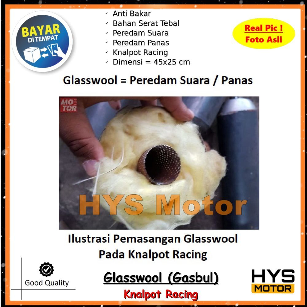 Jual HYS Motor Glasswool (Gasbul) Knalpot Racing Anti Bakar | Shopee ...