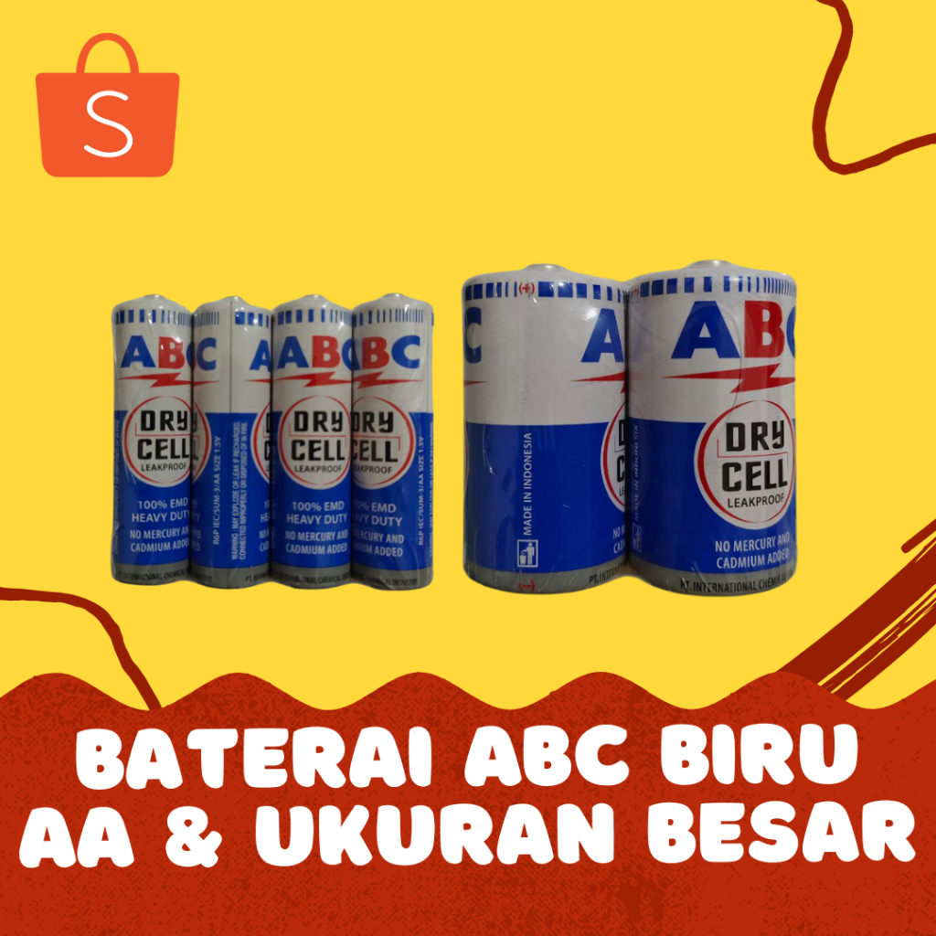 Jual Baterai ABC Biru Dry Cell AA & Ukuran Besar | Shopee Indonesia