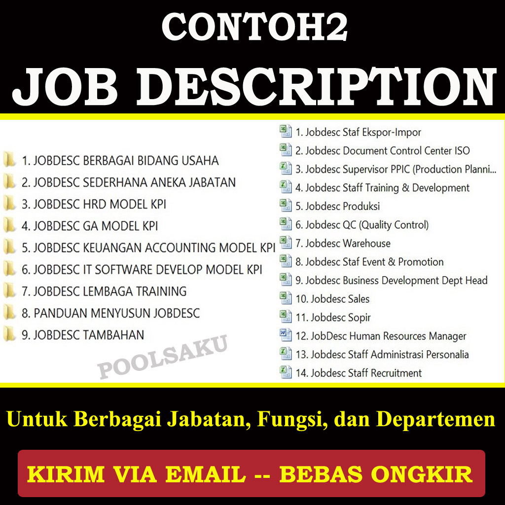 Jual Software Contoh Job Description / Jobdescription / Jobdesc / Job desc / Jobdesk / Job desk ...