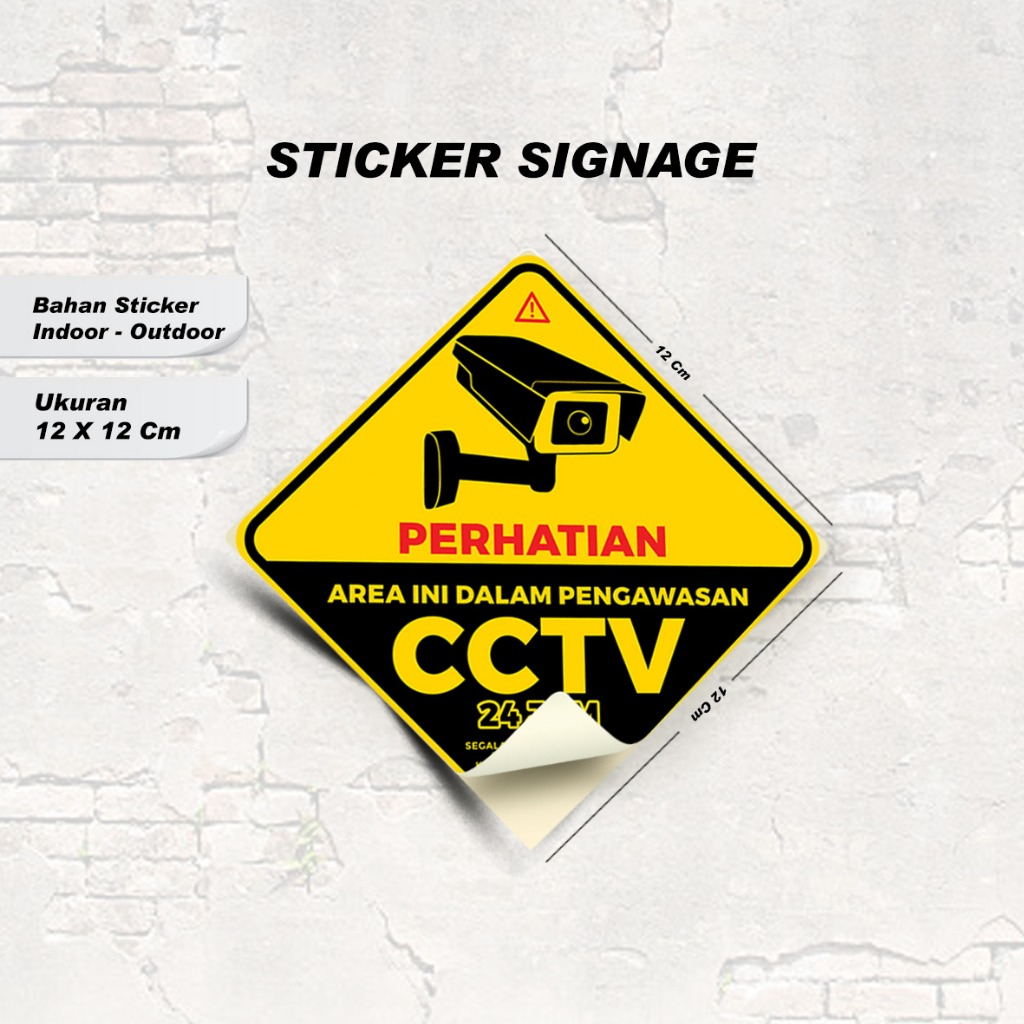 Jual STIKER CCTV 24 JAM/ MURAH BAHAN VINLY / STIKER CCTV UKURAN 12 X 12 ...