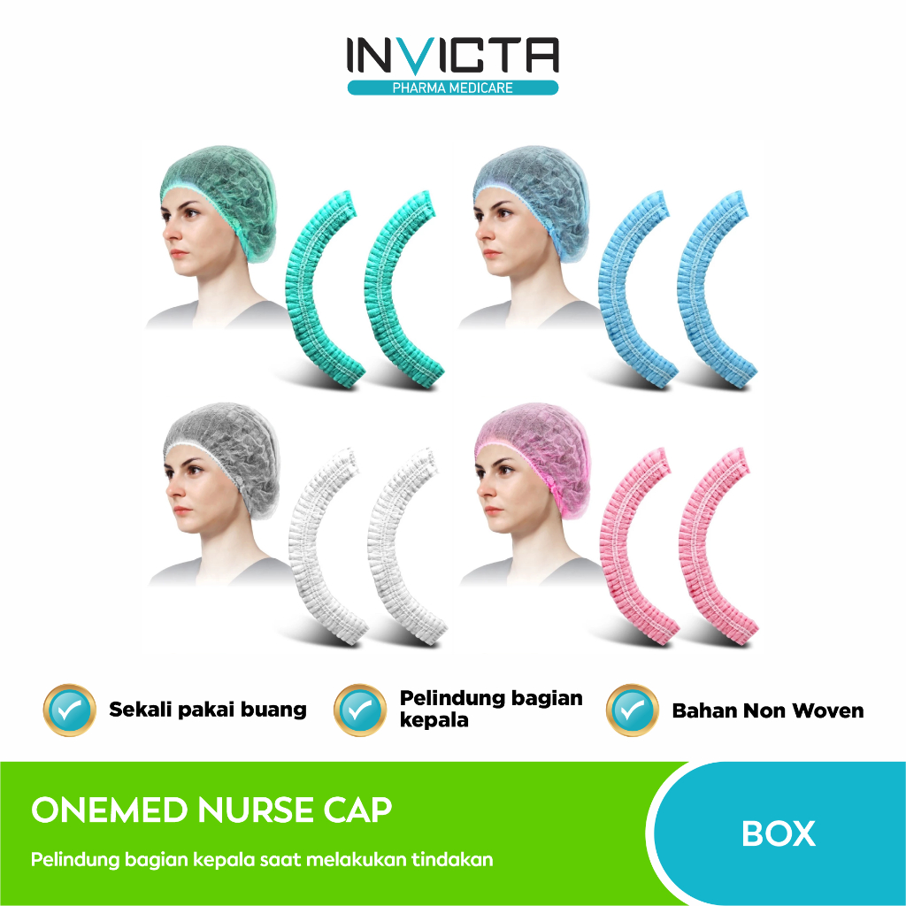 Jual Onemed Nurse Cap (Topi Perawat Penutup Kepala) - Box Isi 100 pcs ...