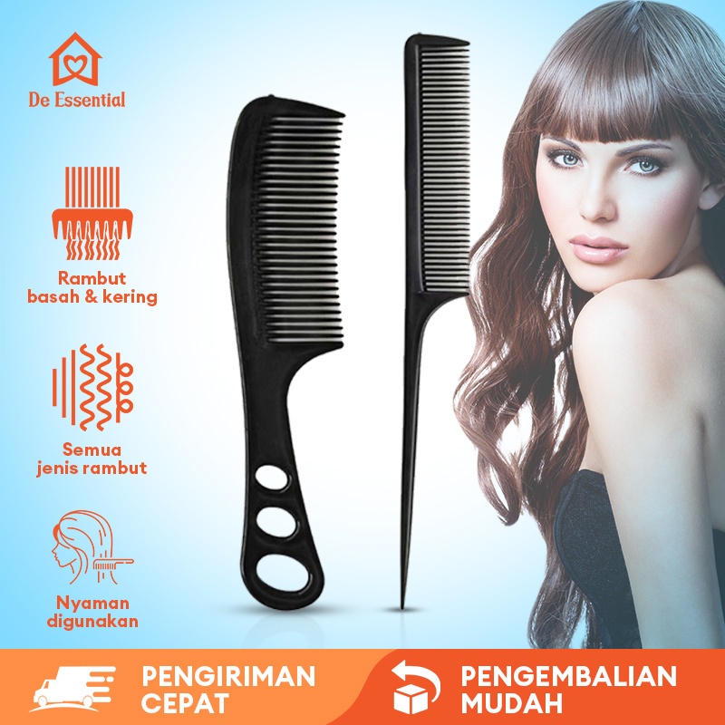 Jual De Essential Sisir Rambut Set Hitam isi 2 Pcs 2110 - Warna Hitam ...