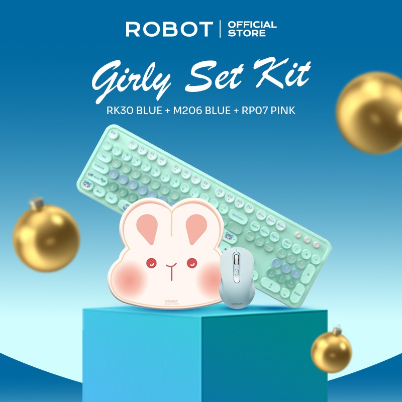 Jual [ GIRLY SET KIT ] BUNDLING ROBOT PC KEYBOARD Kabel RK30 Blue+ ...