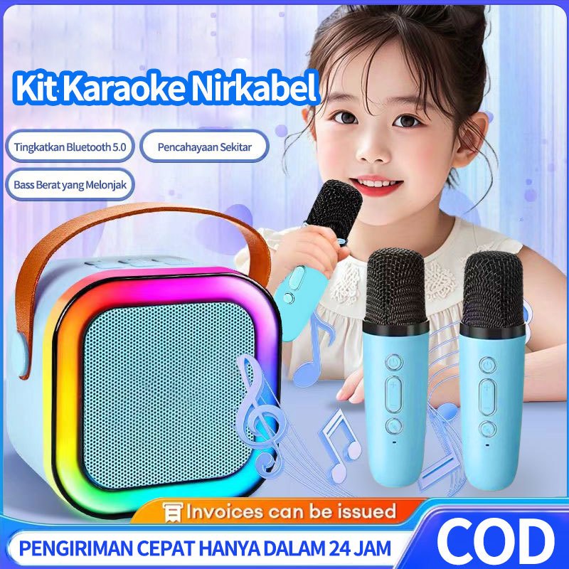 Jual [COD] Speaker Bluetooth Karaoke 2 Microphone Set Salon Bluetooth Speaker Karaoke Mini ...