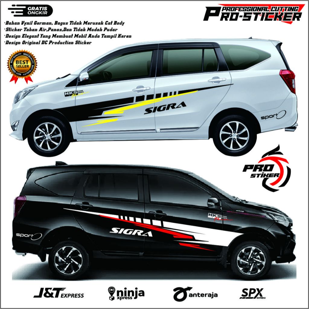 Jual stiker cutting mobil sigra hitam putih promo list stiker mobil ...