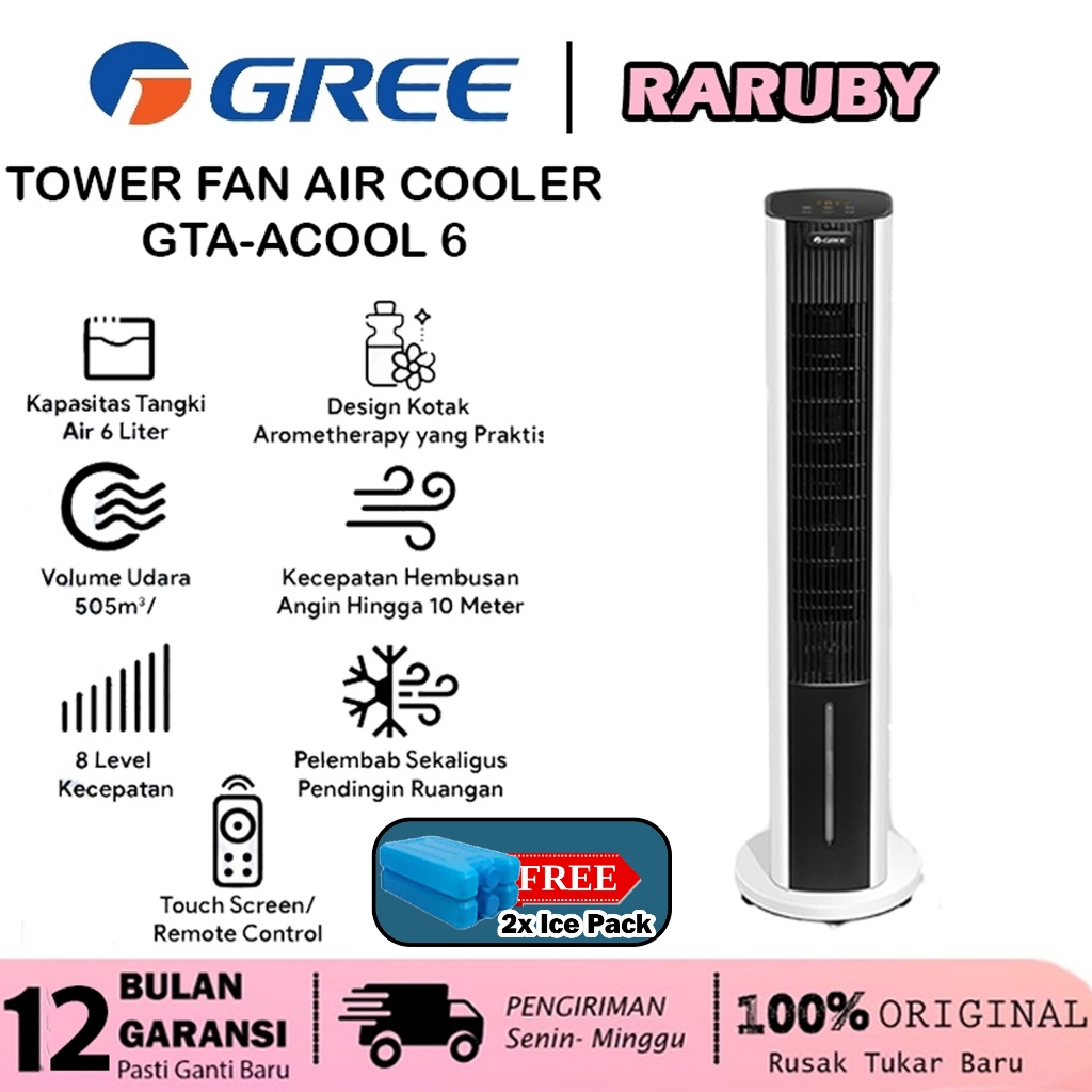 Jual GREE Tower Fan Air Cooler Model GTA-ACOOL6 Kipas Penyejuk Ruangan ...