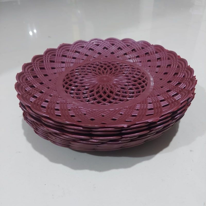 Jual PIRING ROTAN PLASTIK ANYAMAN/WADAH MAKAN PRAKTIS SERBAGUNA/1 PCS ...