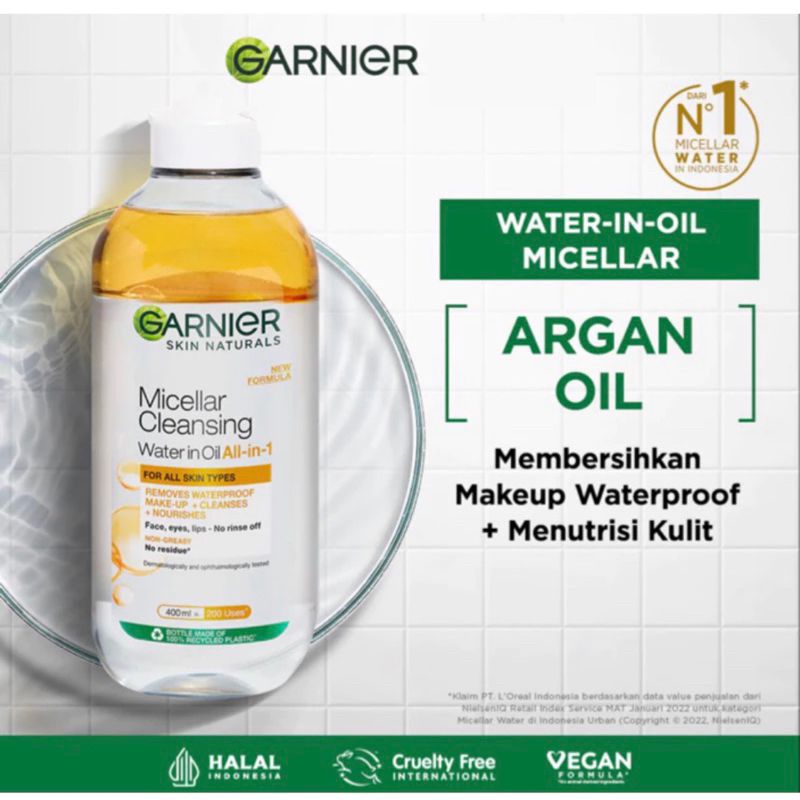 Jual GARNIER MICELLAR OIL-INFUSED CLEANSING WATER 400ml | Shopee Indonesia