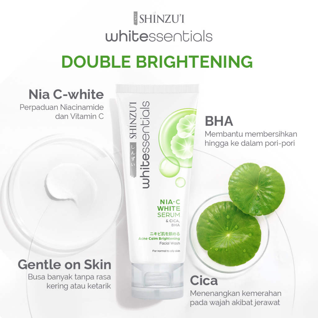 Jual Shinzui White Essential Brightening Facial Wash 80ml + 20ml Free ...