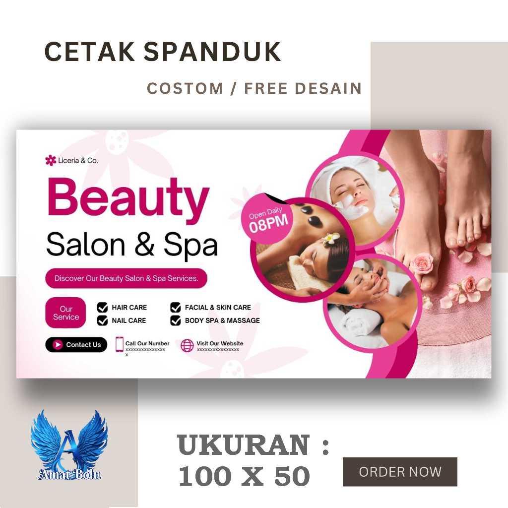 Jual Spanduk ,Banner SALON & SPA Ukuran 100X50 cm Costom Desain ...