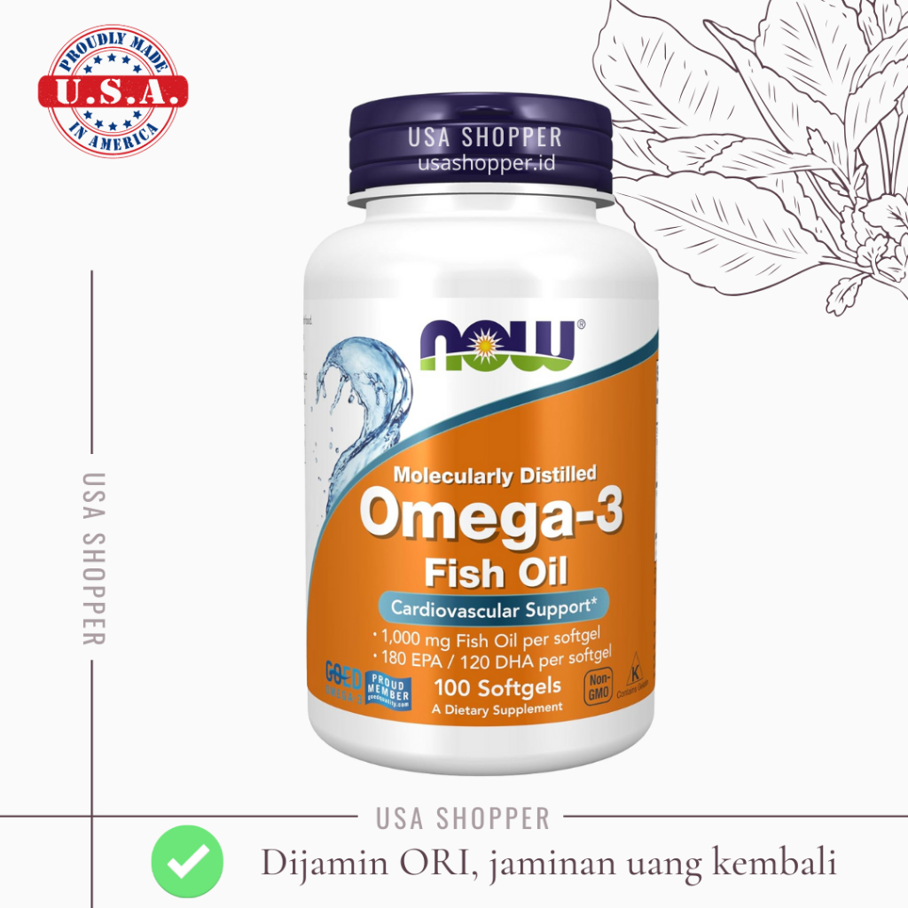 Jual [ORI USA] Now Omega 3 Fish Oil EPA DHA 1000mg 100 Softgels Minyak ...