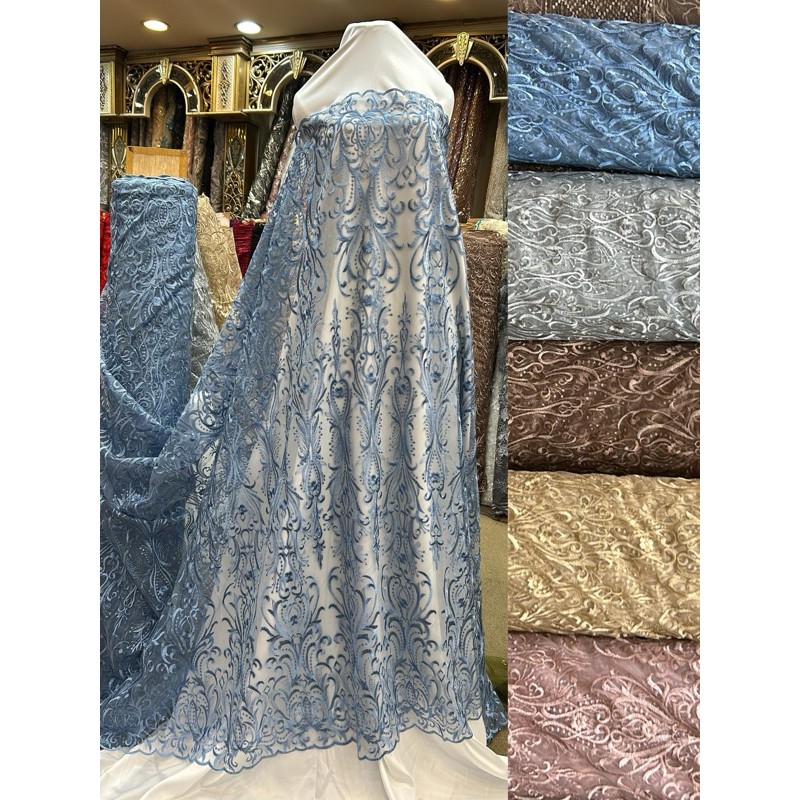 Jual (Harga per 0.5m) Tile bordir sapto elisaab/tille tulle bordir ...