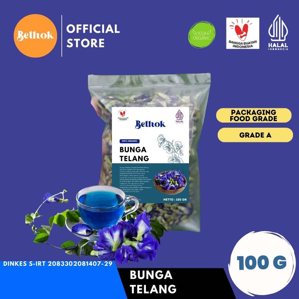 Jual Bunga Telang Kering 100 Gram Organik Premium Grade A+ Sudah ...