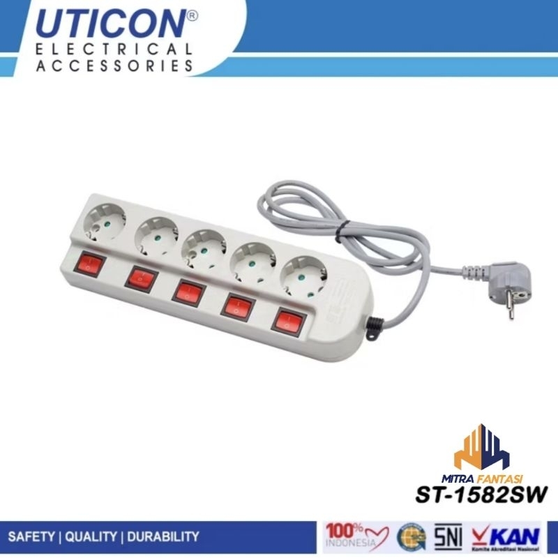 Jual Stop Kontak UTICON 5 Lubang ST1582SW Stopkontak Multi Saklar On ...