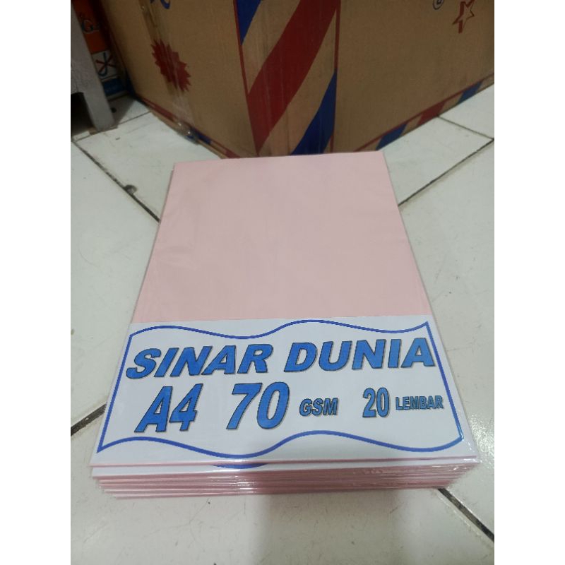 Jual Kertas hvs A4 sinar dunia warna pink 70 Gsm 1 pack isi 20 lembar ...