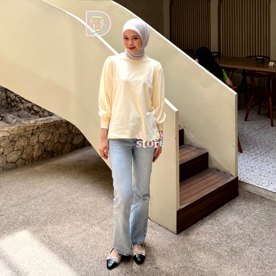 Jual T-shirt Blouse Lengan Pof Atasan Kaos Wanita Tangan Panjang Dewasa ...