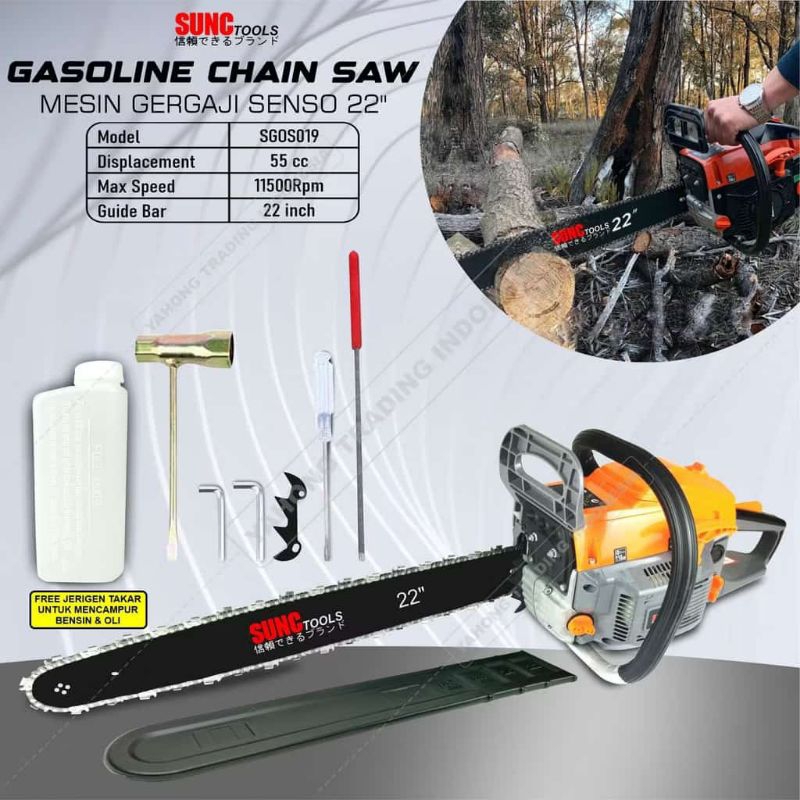 Jual SUNC mesin potong kayu mesin sinso senso chainsaw 2 tak 22 inch 62 Cc gergaji potong pohon ...