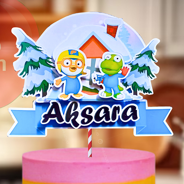 Jual Topper Cake 3D Pororo Bisa Custom Nama untuk Hiasan / Dekorasi Kue ...