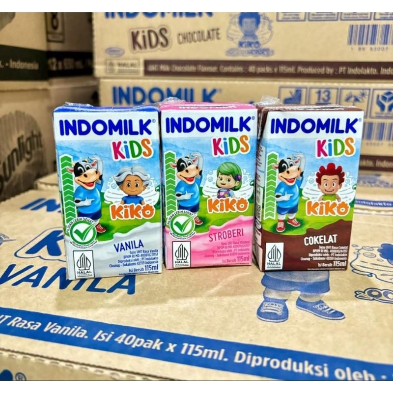 Jual Susu UHT Indomilk rasa Strawberry vanilla dan coklat 115ml x 4pcs | Shopee Indonesia