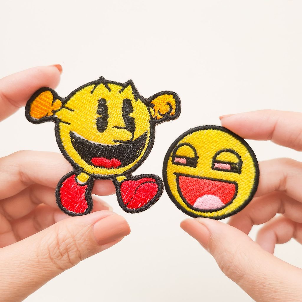 Jual PAC MAN IRON PATCH / STONER FACE EMBLEM / EMOTICON BADGE BORDIR ...
