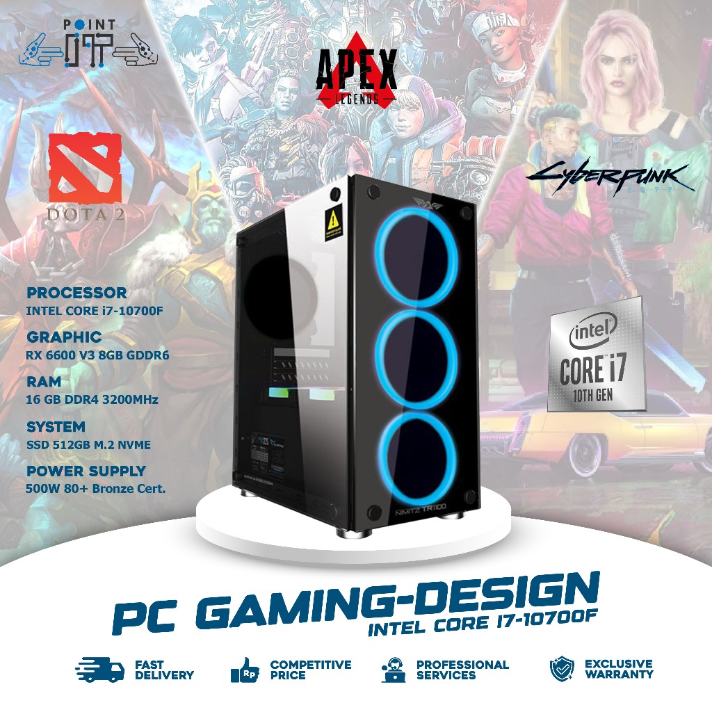 Jual PC RAKITAN GAMING DESIGN INTEL i7 10700F / RAM 16GB DDR4 3200MHz / SSD M2 NVMe 512GB / AMD ...
