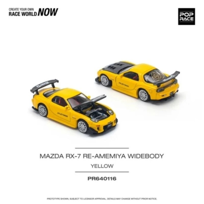 Jual Poprace PR640116 - POP RACE 1/64 MAZDA RX-7 FD3S RE-AMEMIYA WIDEBODY YELLOW | Shopee Indonesia