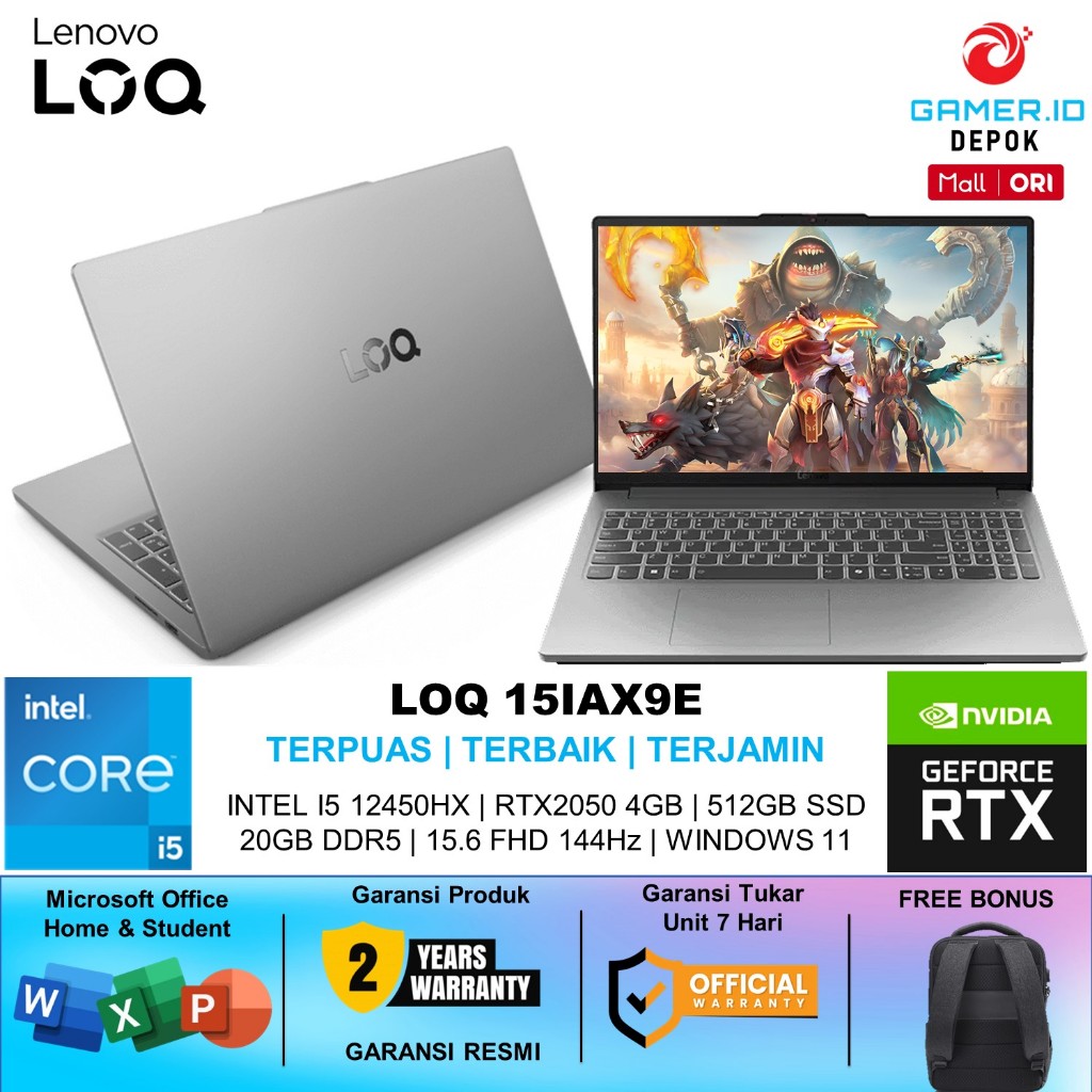 Jual LAPTOP LENOVO LOQ ESSENTIAL 15 RTX2050 4GB INTEL I5 12450HX 20GB ...
