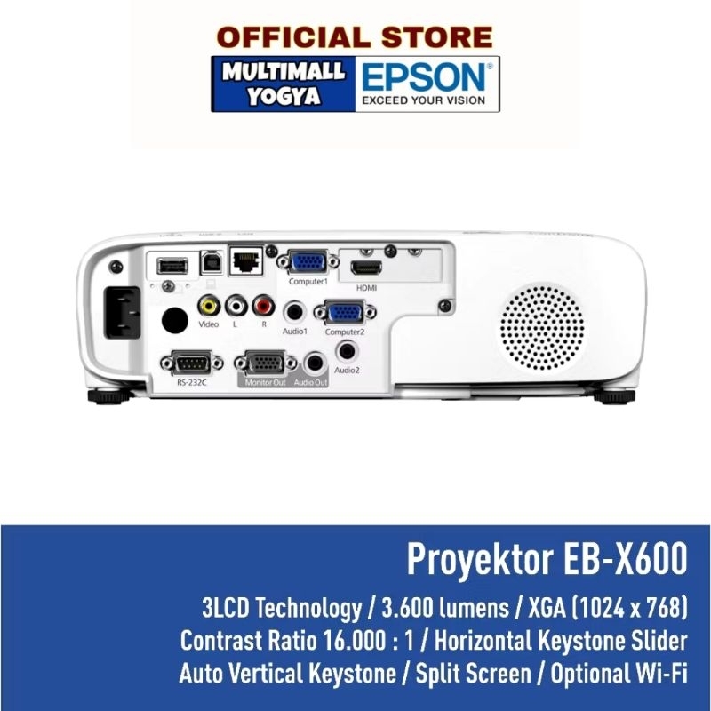 Jual Epson Projector EB-X600 3600 Lumens XGA 3LCD Proyektor EB X600 TKDN | Shopee Indonesia